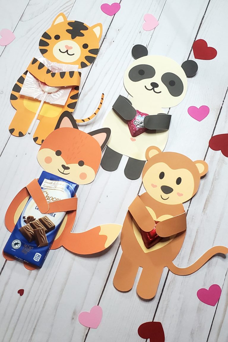 Animal DIY Candy Wrappers for Valentine’s Day - Living and Crafting